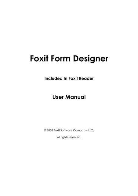 Foxit Form Designer Manual