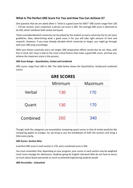 What Is The Perfect GRE Score For You and How You Can Achieve It