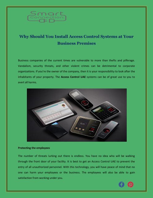 Why Should You Install Access Control Systems at Your Business Premises