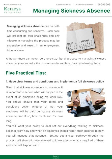 Managing Sickness Absence