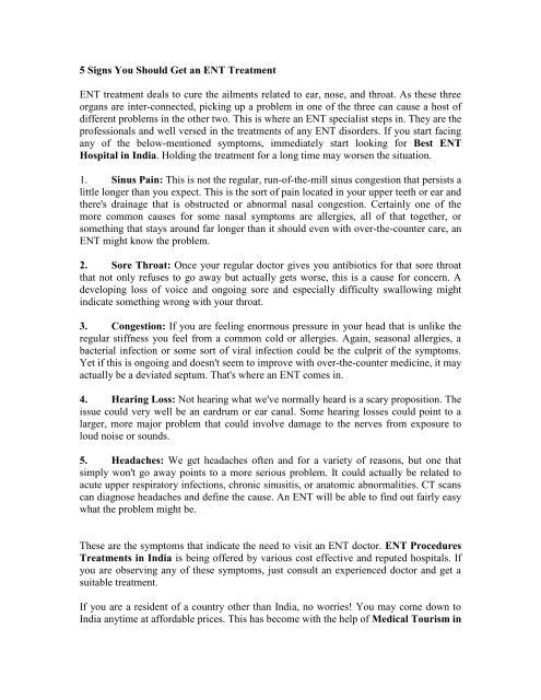 5 Signs You Should Get An ENT Treatment