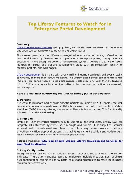 Top Liferay Features to Watch for in Enterprise Portal Development