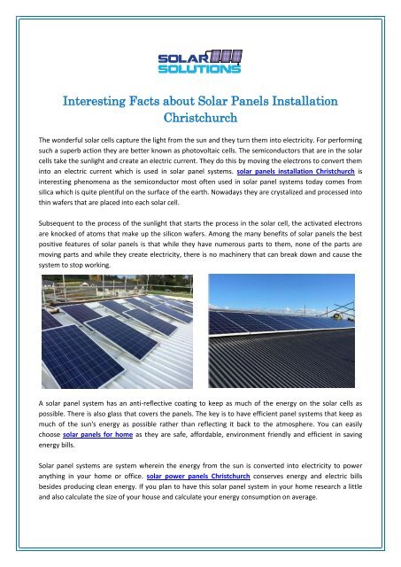 Interesting Facts about Solar Panels Installation Christchurch