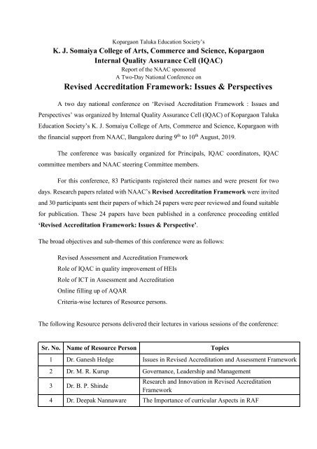 Report of NAAC National Conference