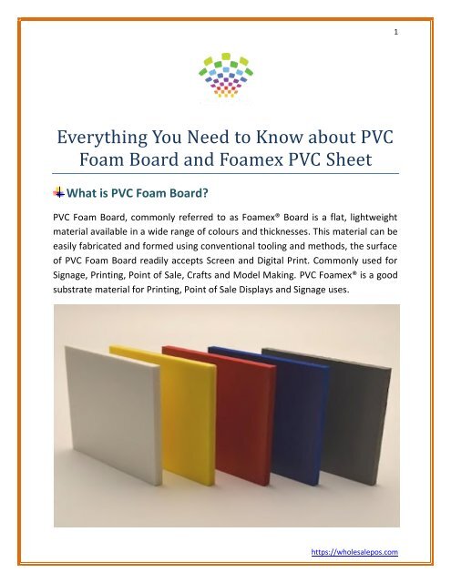 Everything You Need to Know about PVC Foam Board and Foamex PVC