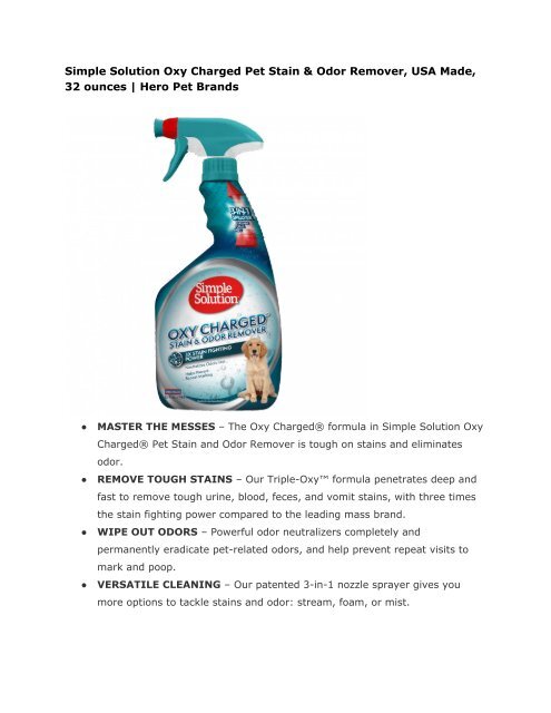Simple Solution Oxy Charged Pet Stain & Odor Remover