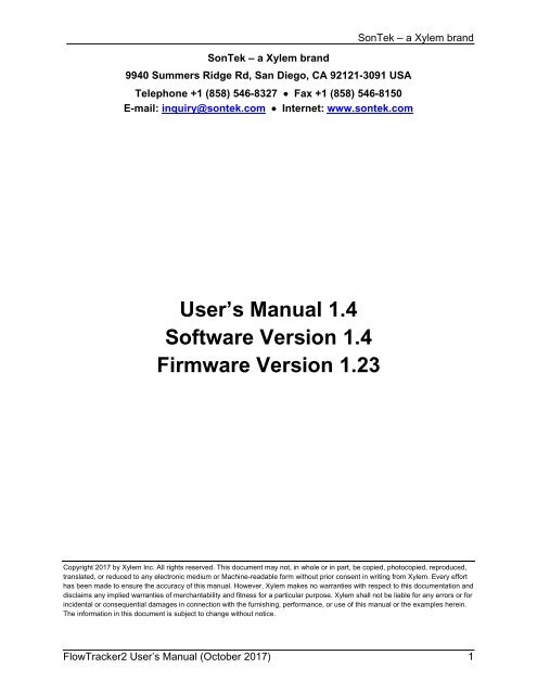 FlowTracker2 User's Manual v1.4 Rev F