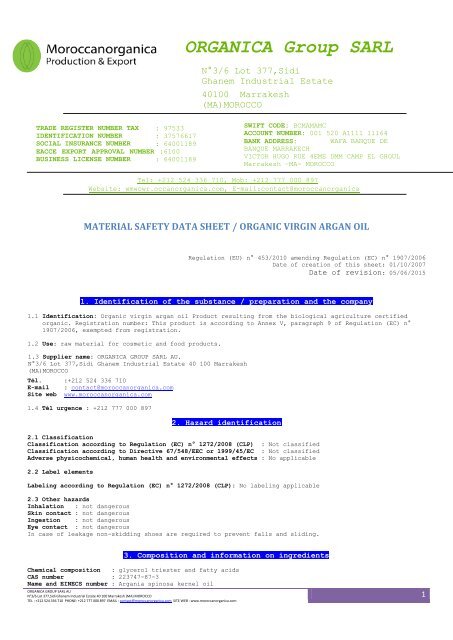 MATERIAL SAFETY DATA SHEET MATERIAL SAFETY DATA SHEET Cosmetic pure ...