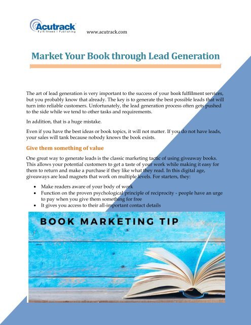 Market Your Book through Lead Generation