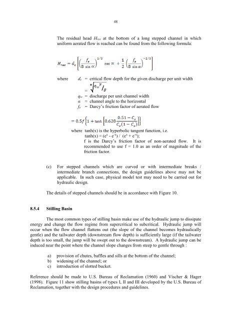 48 The residual head Hres