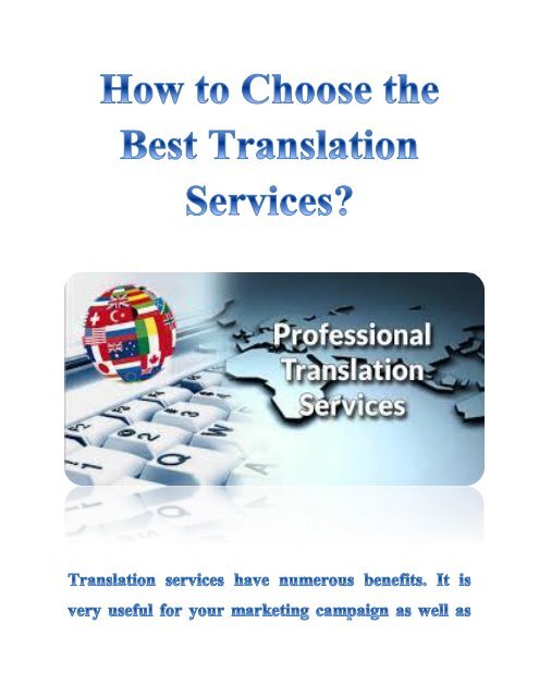 How To Choose the Best Translation Services?