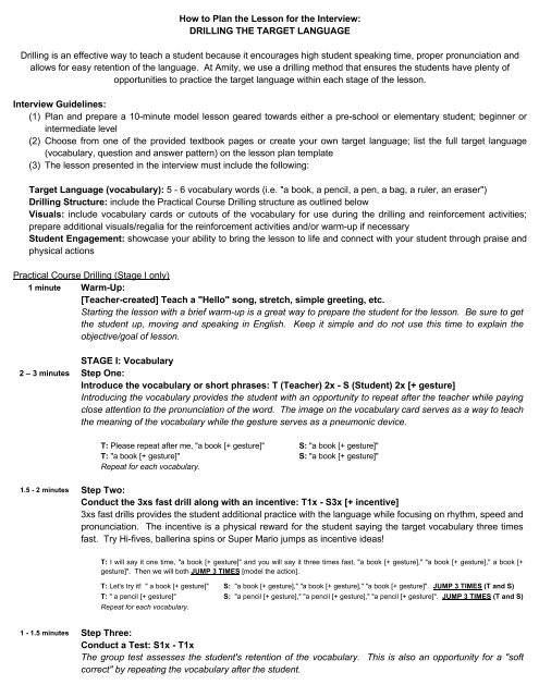 How to Plan the Lesson for the Interview