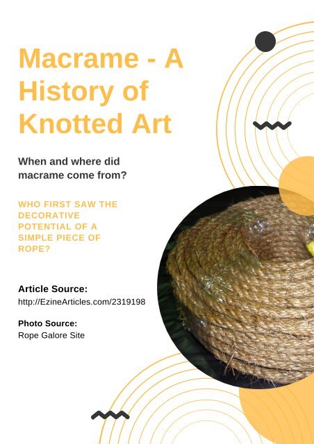 Macrame - A History of Knotted Art