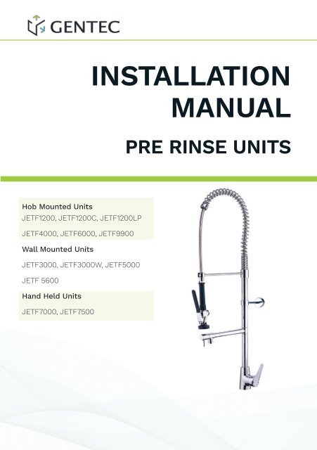 Installation Manual Pre Rinse Units Jetflo