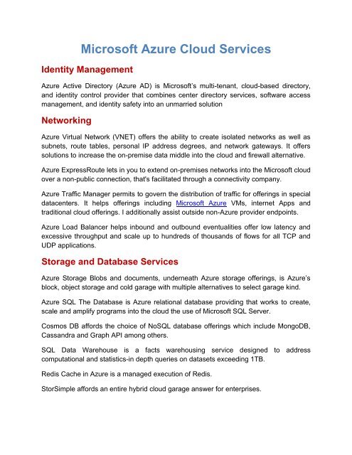 Microsoft Azure Cloud Services