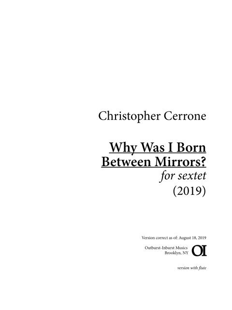 Why Was I Born Between Mirrors