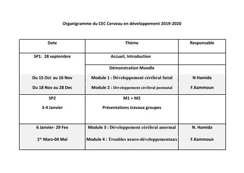 Calendrier CEC CErvedev 2019-2020