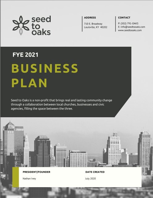 FYE 2021 Business Plan