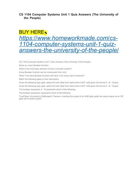 ocr computer science end of unit quiz 2.1 answers