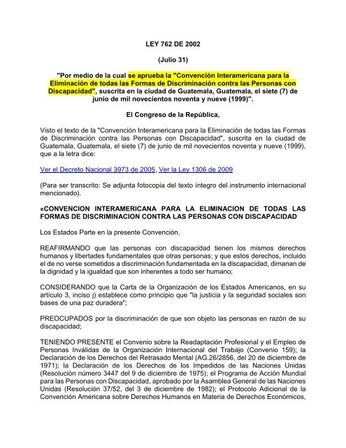 LEY 762 DE 2002