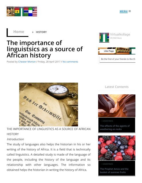 Virtual Kollage_ The importance of linguistsics as a source of African ... Virtual Kollage_ The importance of linguistsics as a source of African ...