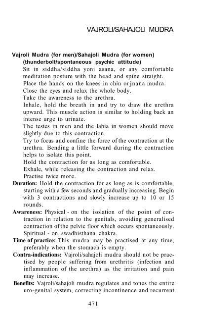 VAJROLI/SAHAJOLI MUDRA Va