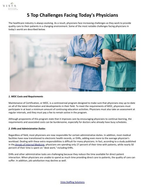 5 Top Challenges Facing Today's Physicians