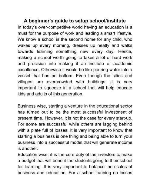 A Beginner's Guide To Setup School by Akshar School Solutions