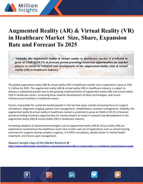 Augmented Reality (AR) &amp; Virtual Reality (VR) in Healthcare Market ...