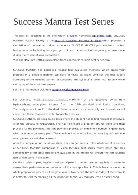 Success Mantra Test Series