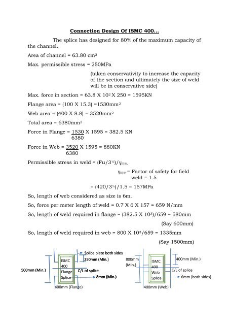 Connection Design Of ISMC 400