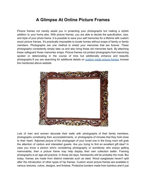 A Glimpse At Online Picture Frames