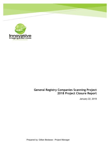 2018 Project Status Report