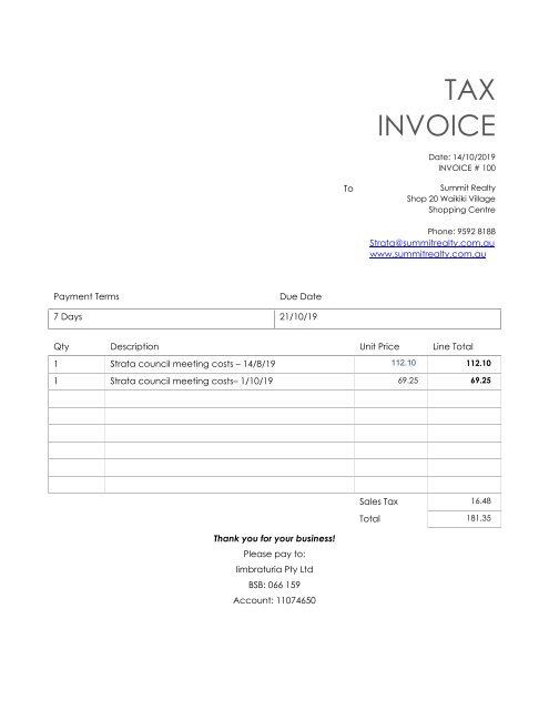Invoice - Summit