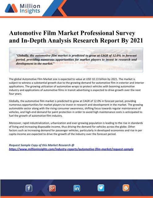 Automotive Film Market Professional Survey and In-Depth Analysis ...