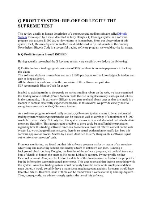 Q Profit System Review