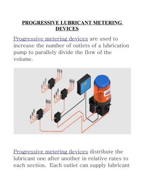 PROGRESSIVE LUBRICANT METERING DEVICES