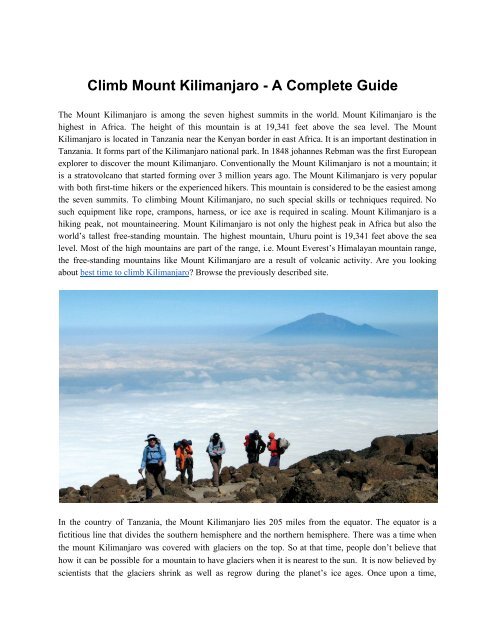 Climb Mount Kilimanjaro - A Complete Guide