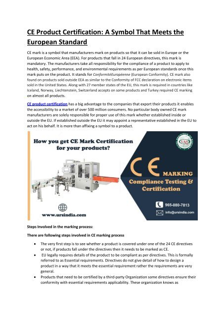 CE Mark Certification Service