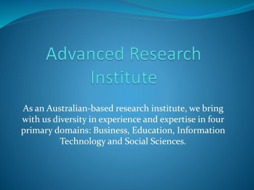 Advanced Research Institute-Apiar.org.au