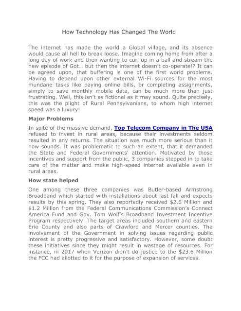 How Technology Has Changed The World