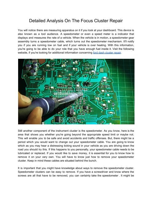 Detailed Analysis On The Focus Cluster Repair