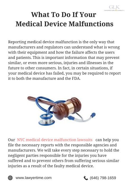 What To Do If Your Medical Device Malfunctions