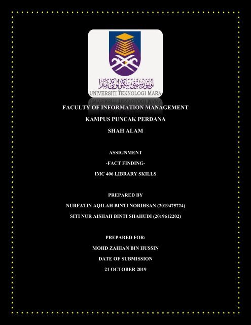 Facts Finding IMC 406 assignment