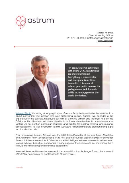 Ashwani Singla: His Entrepreneurship Journey & Opening a Reputation ...