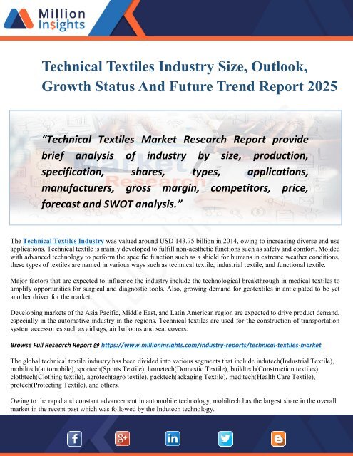 Technical Textiles Industry Consumption, Export, Import By Regions