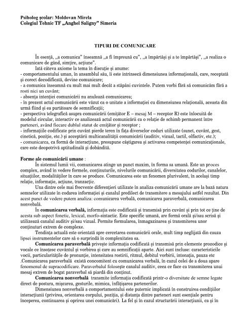 TIPURI DE COMUNICARE