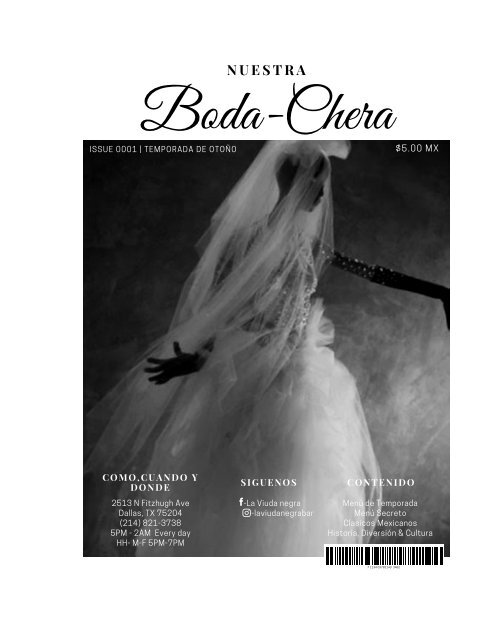 La Viuda Negra , Menu de Otoño