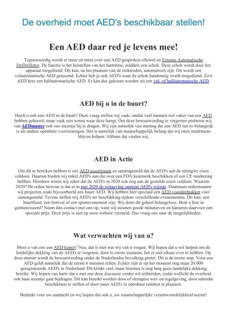 Een AED kopen bij AEDmaster