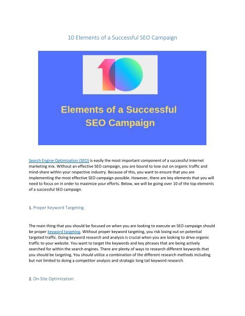 10 Elements of a Successful SEO Campaign (PDF)
